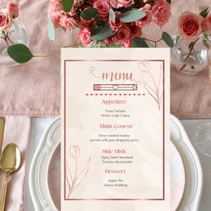 ROSE GOLD MINIMALISTIC Dinner Menu Templates - Etsy