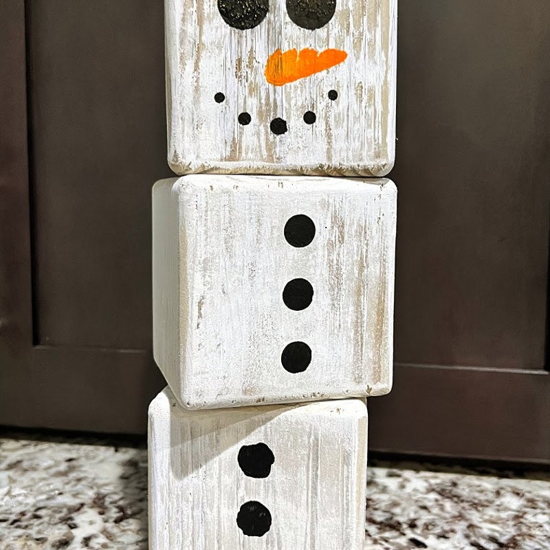 Wooden Block Snowman - Etsy