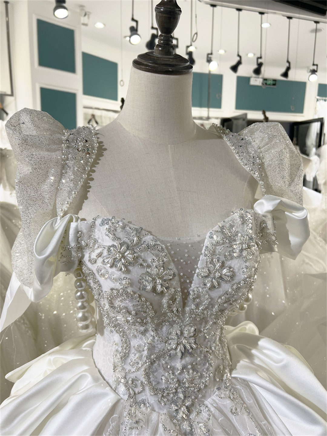 Shiny Wedding Bridal Pearl Topper for Dress Glitter Bridal Gown Topper ...