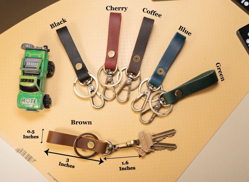 Handmade Leather Keychain, Minimalist Key Holder, Engraved Keychain ...