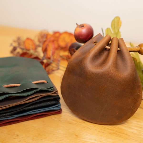 Leather Drawstring Pouch - Etsy