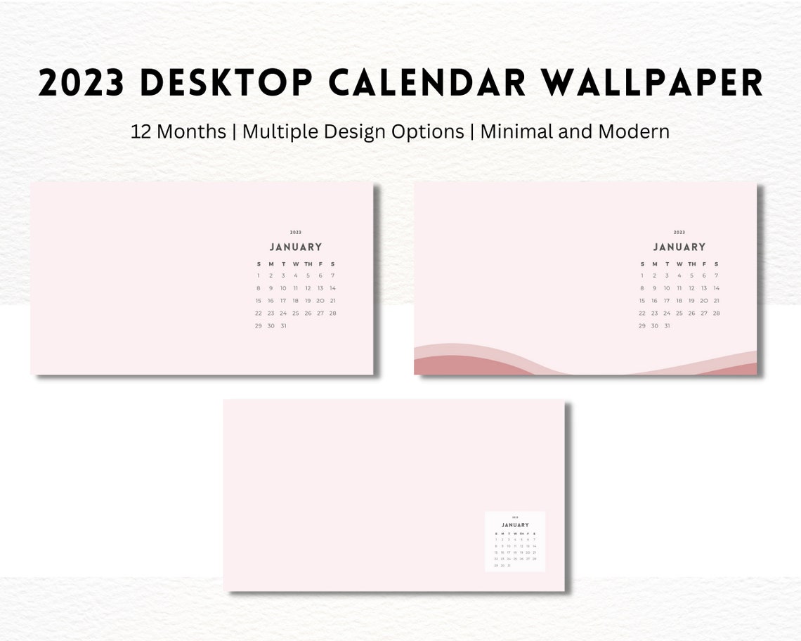 2023 Desktop Calendar Wallpaper | 12 Months | Instant Download ...