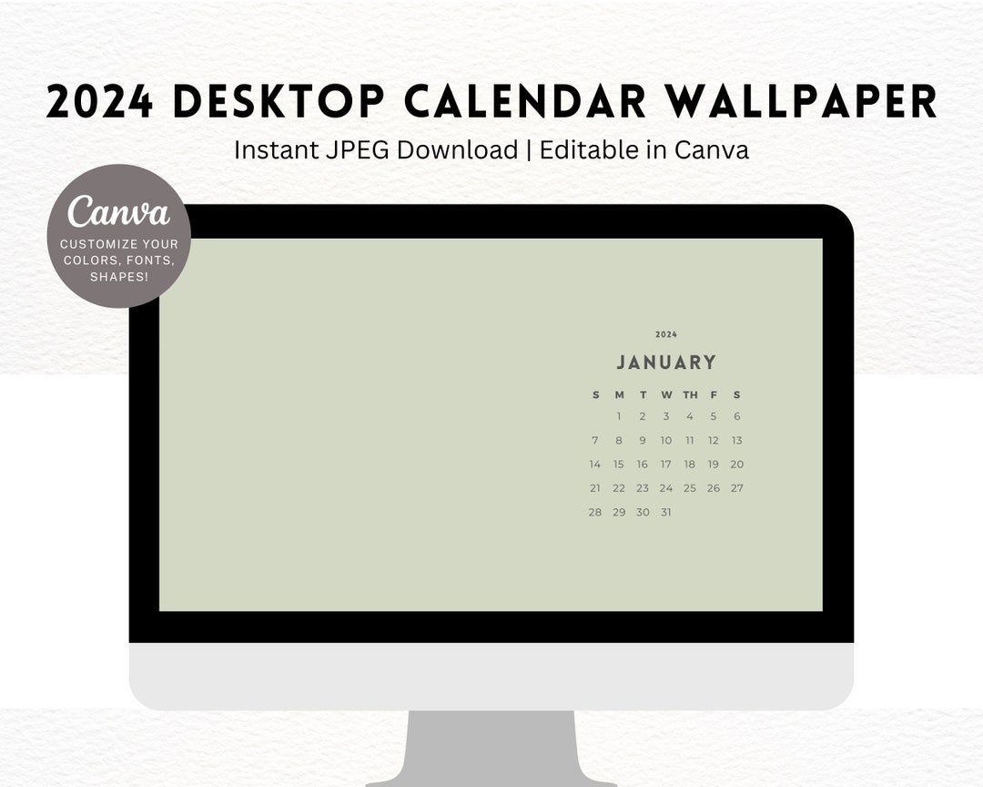 2024 Desktop Calendar Wallpaper | 12 Months | Instant Download ...