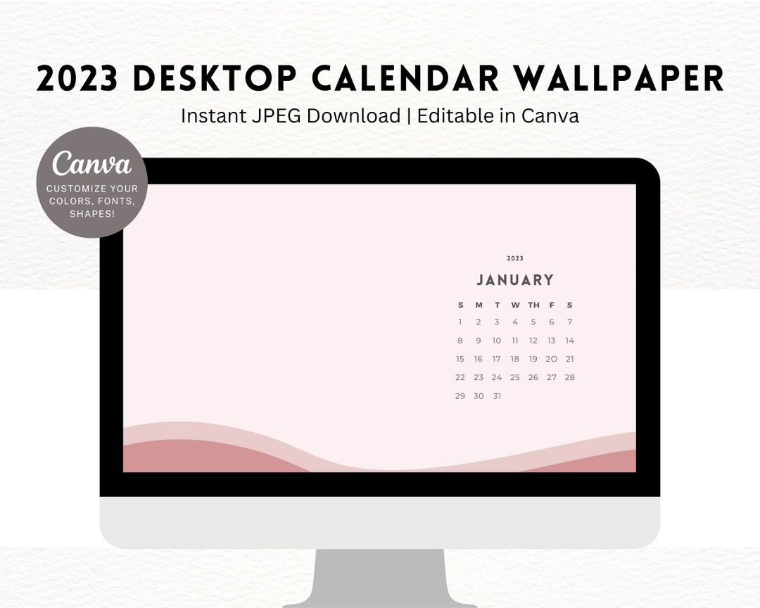 2023 Desktop Calendar Wallpaper | 12 Months | Instant Download ...