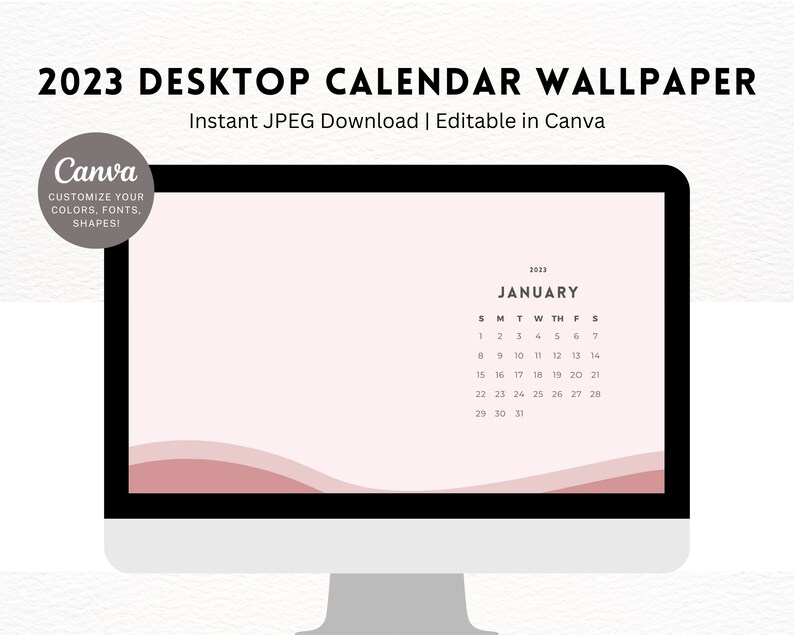 2023 Desktop Calendar Wallpaper | 12 Months | Instant Download ...