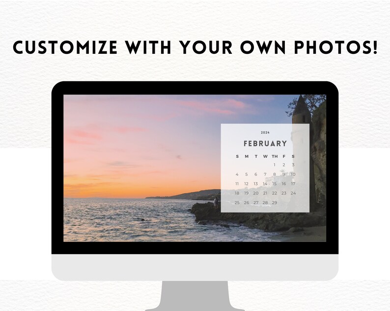 2024 Desktop Calendar Wallpaper | 12 Months | Instant Download ...