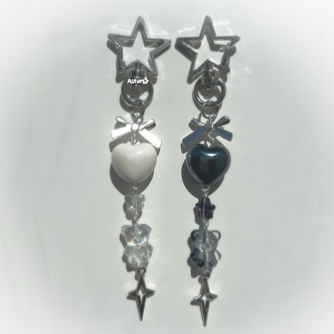 Y2k Cybercore Heart Matching Keychains Handmade Beaded Keychains ...