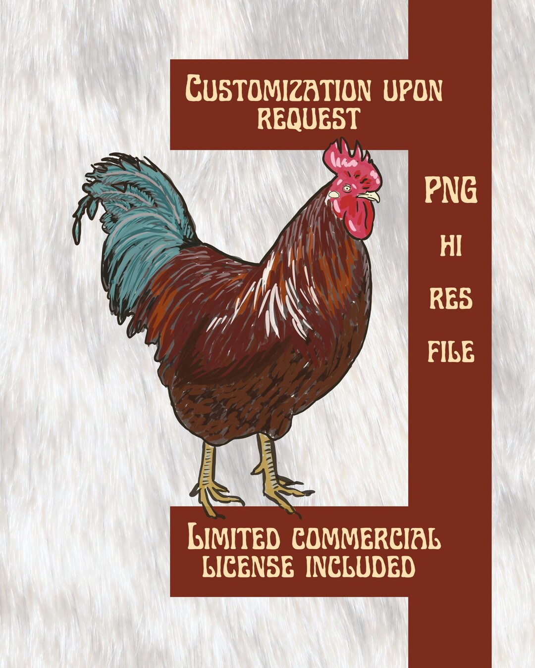 Rhode Island Red Rooster Clipart: Poultry Illustration (PNG) - Etsy UK