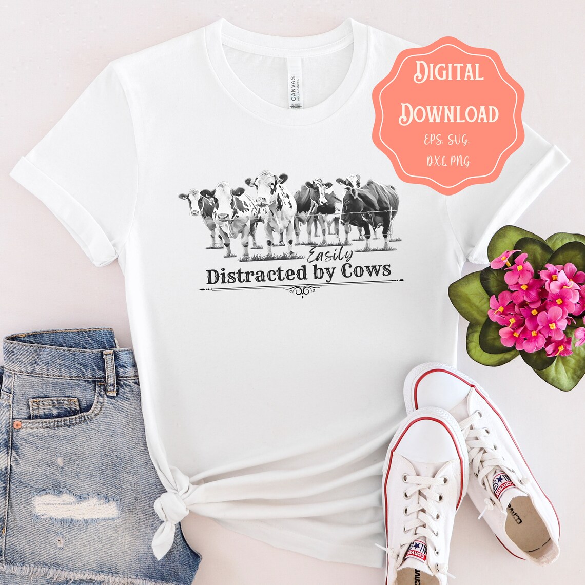 Easily Distracted by Cows Svg Rodeo Png Svg Rodeo Svg Cowgirl Svg Farm ...