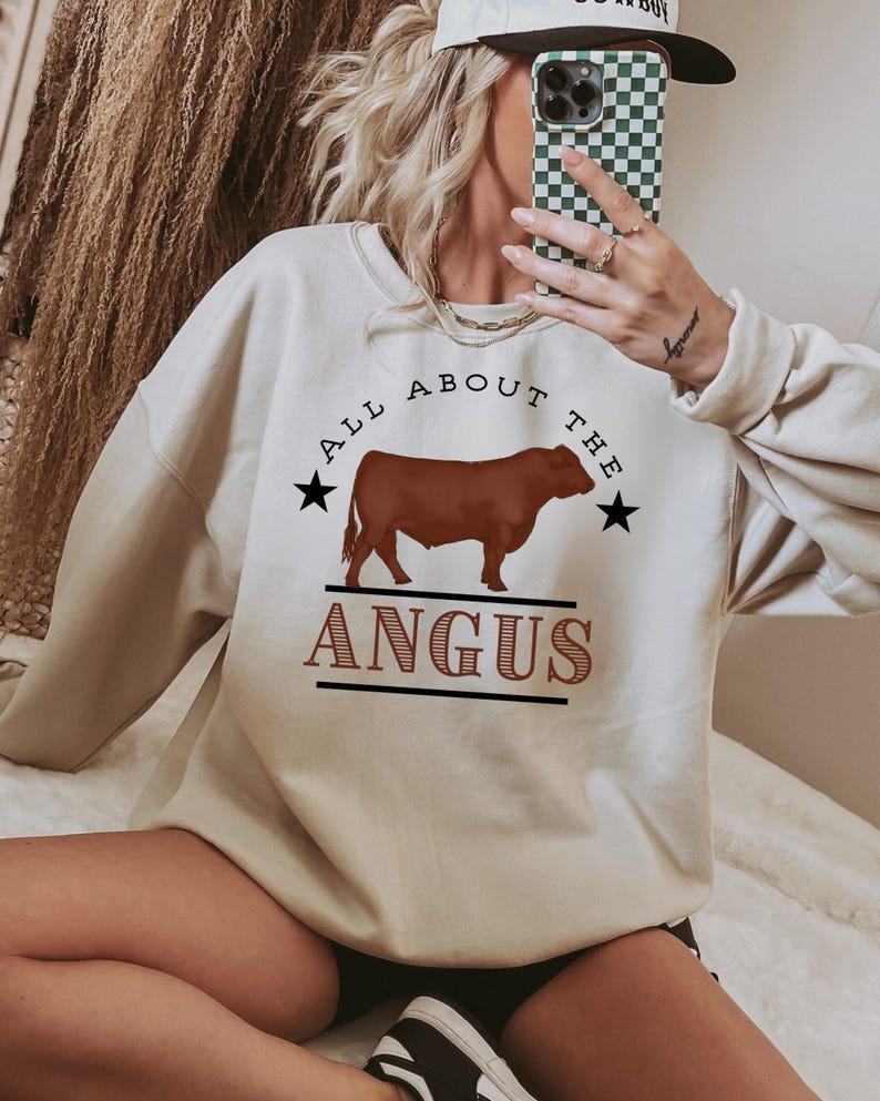 Red Angus Sweatshirt, Western Ranchwear Pullover, Cattle Lover Gift ...