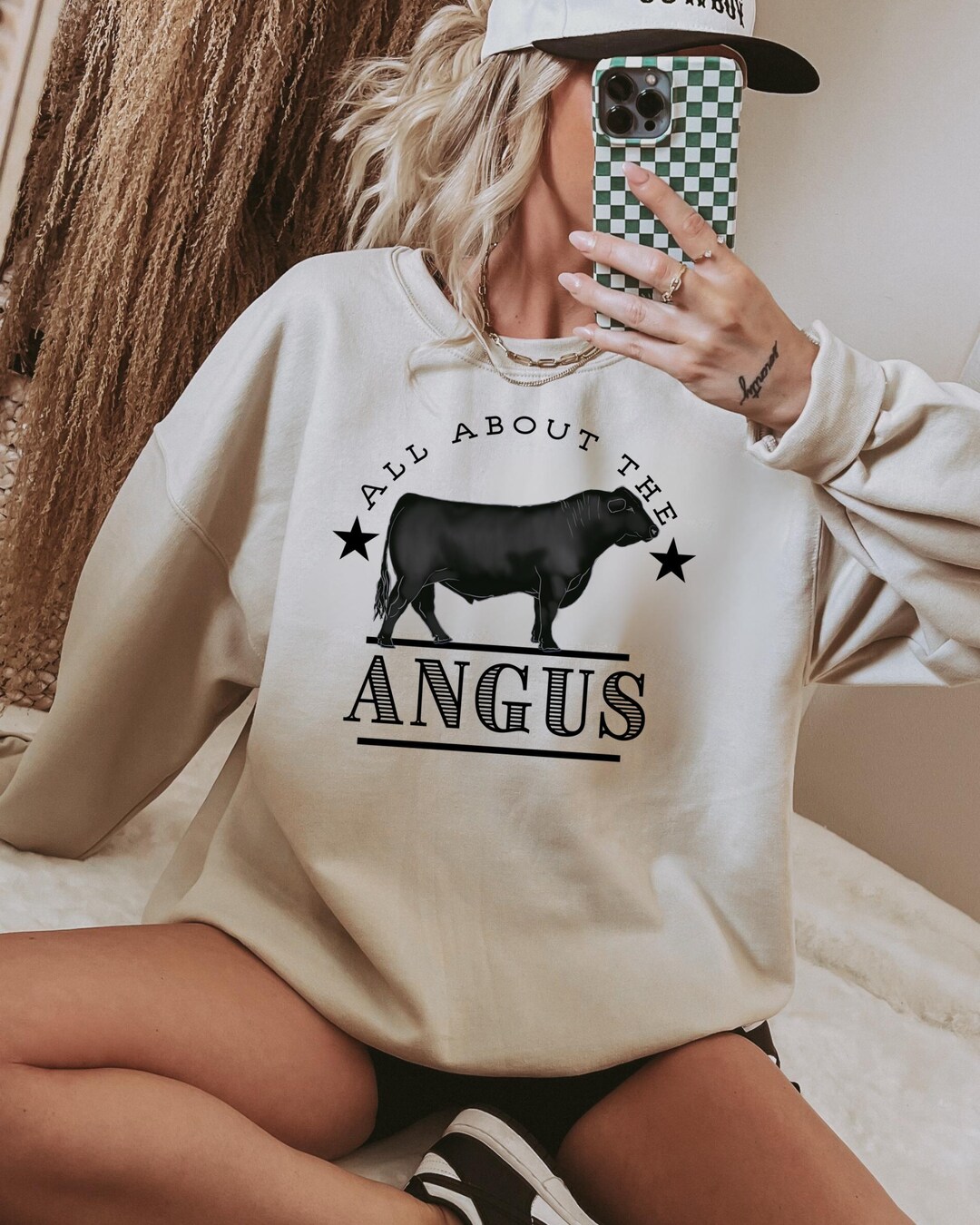Black Angus Cow Sweatshirt Cow Graphic Hoodie Farm Animal Sweatshirt ...