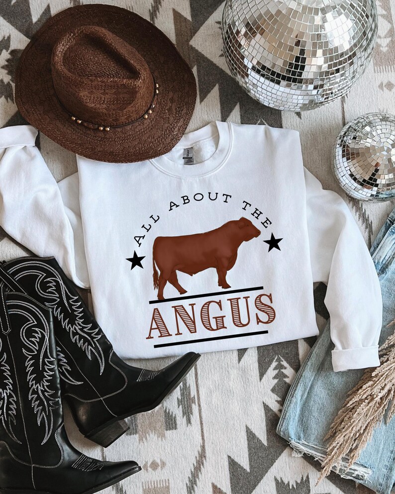 Red Angus Sweatshirt, Western Ranchwear Pullover, Cattle Lover Gift ...