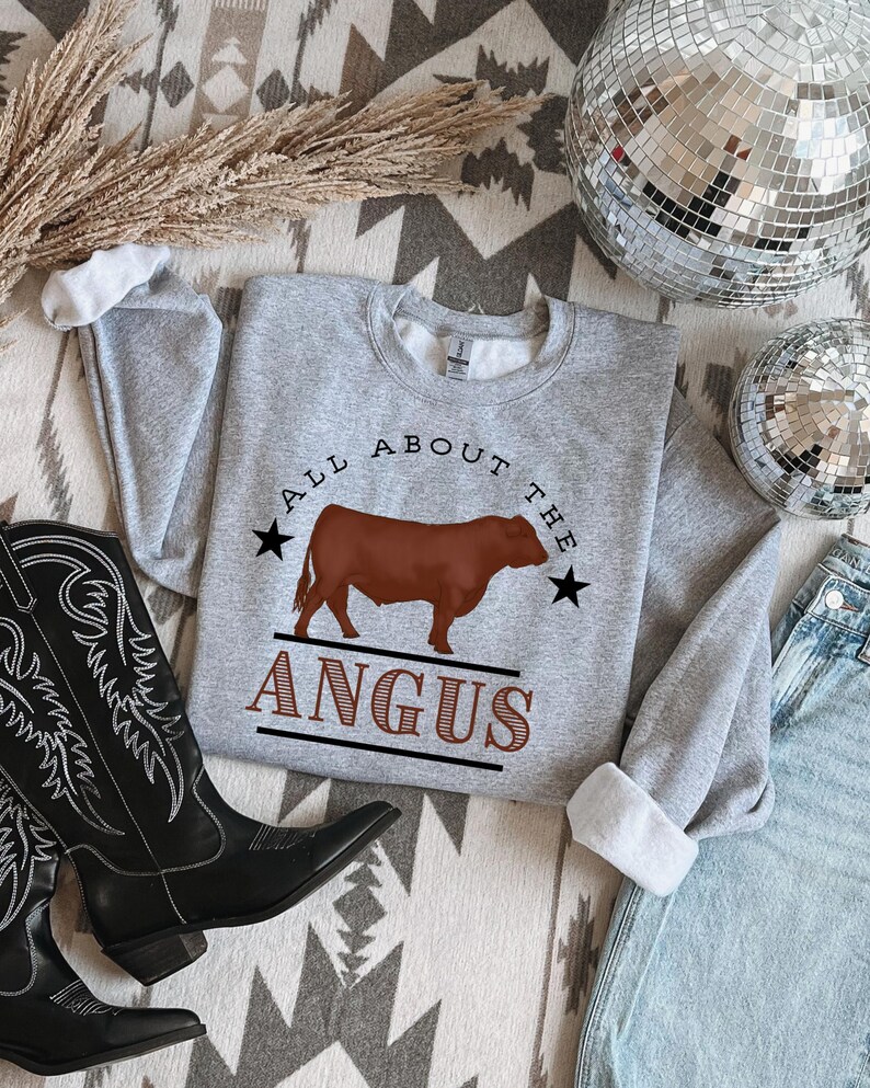 Red Angus Sweatshirt, Western Ranchwear Pullover, Cattle Lover Gift ...