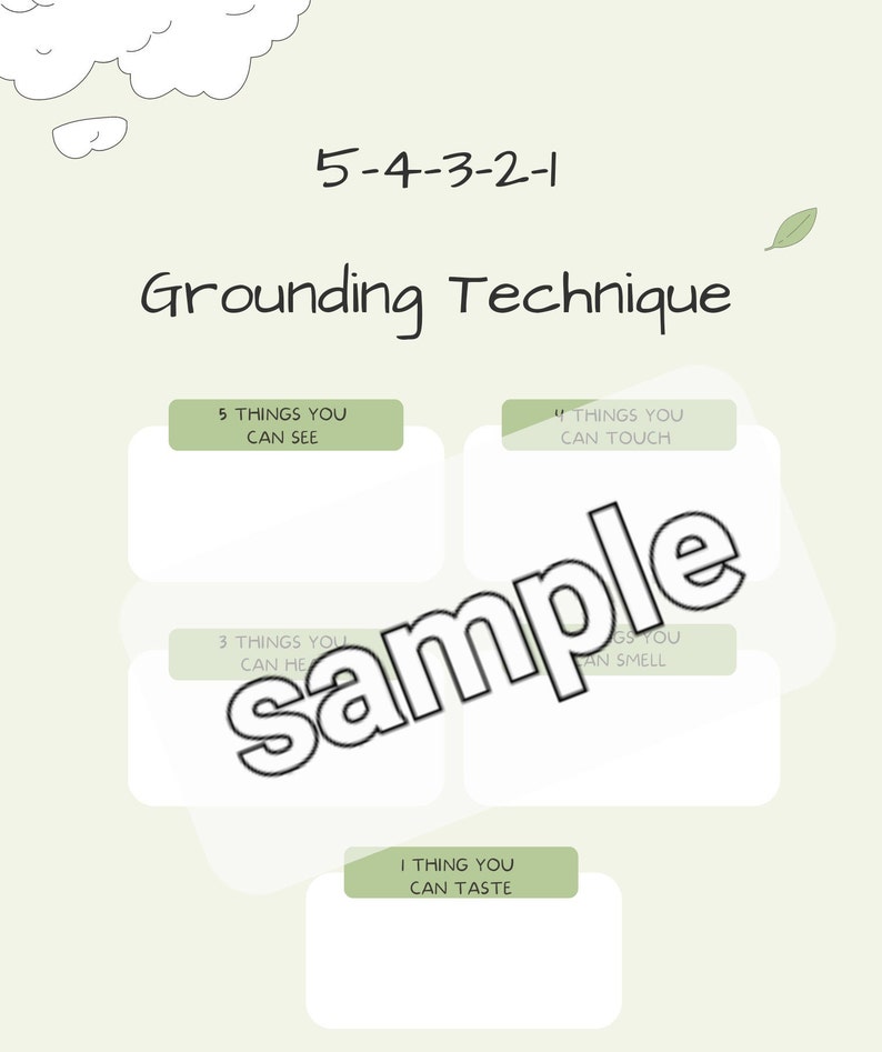 Grounding Technique Worksheet - Etsy