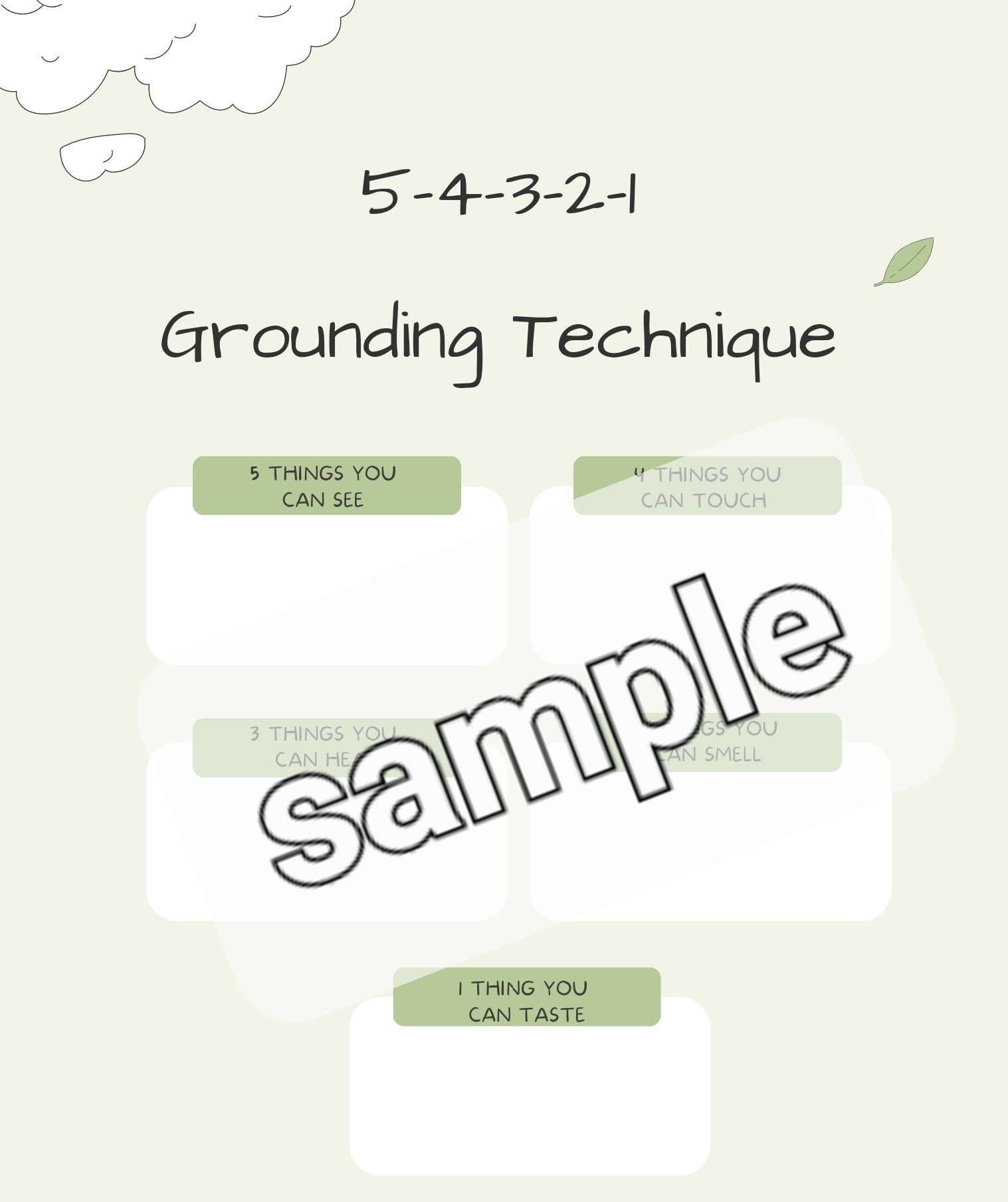 Grounding Technique Worksheet - Etsy
