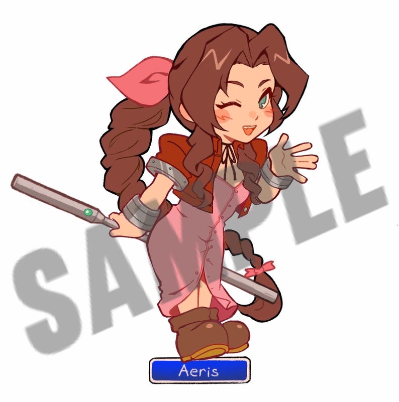 Aeris/aerith Ff7 Keychain - Etsy
