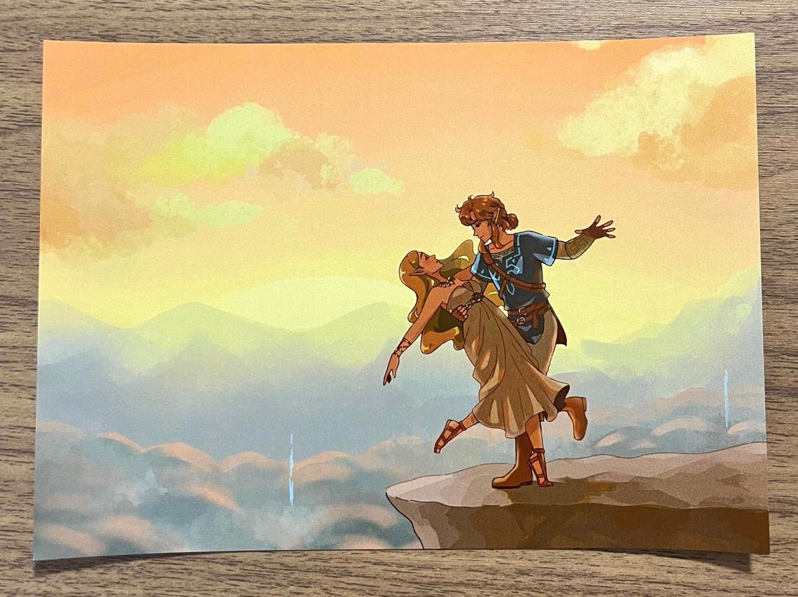 Zelda and Link BOTW Print - Etsy