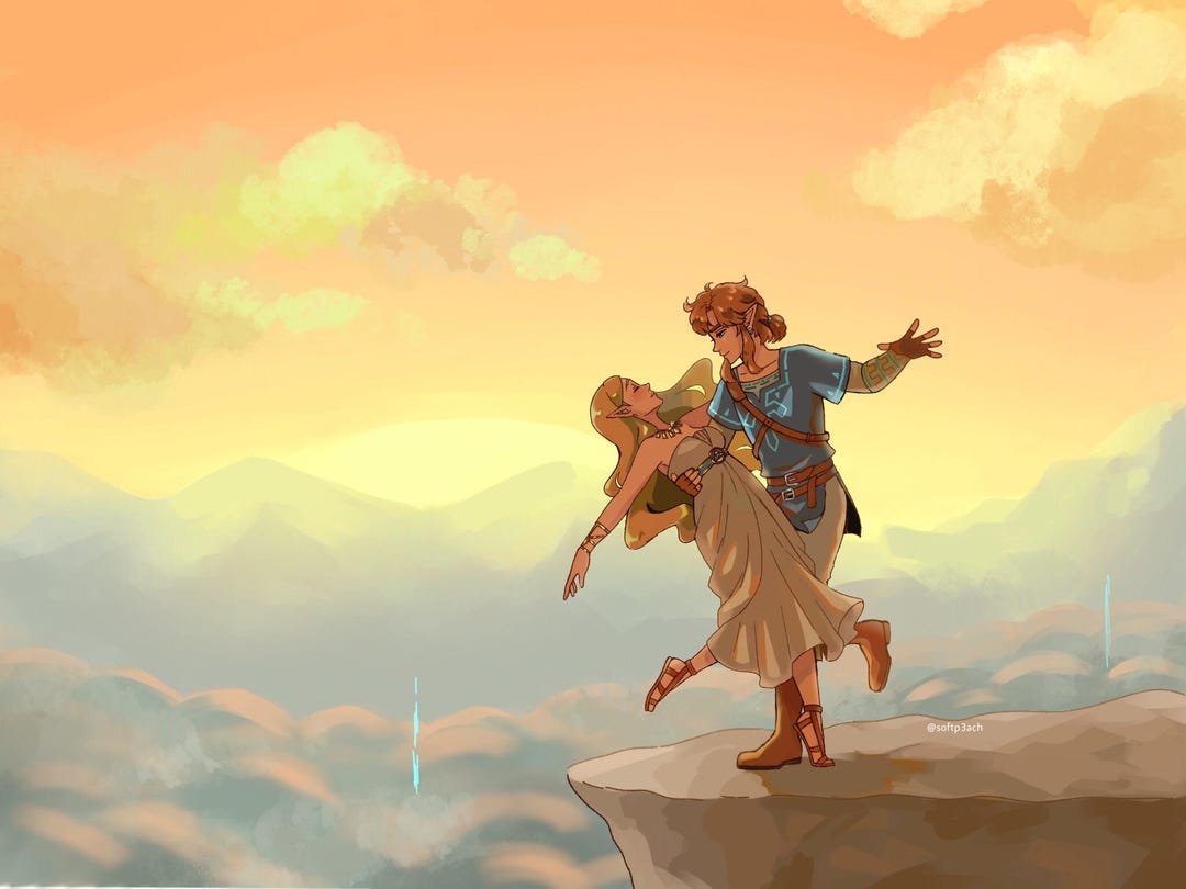 Zelda and Link BOTW Print - Etsy
