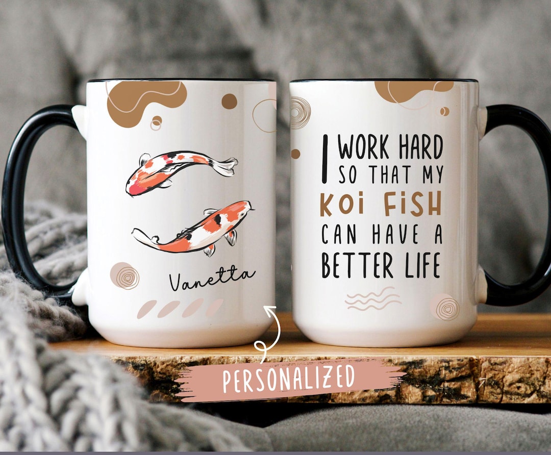 Custom Koi Mug Funny Gift Personalized Koi Fish Owner Large Coffee Mug ...