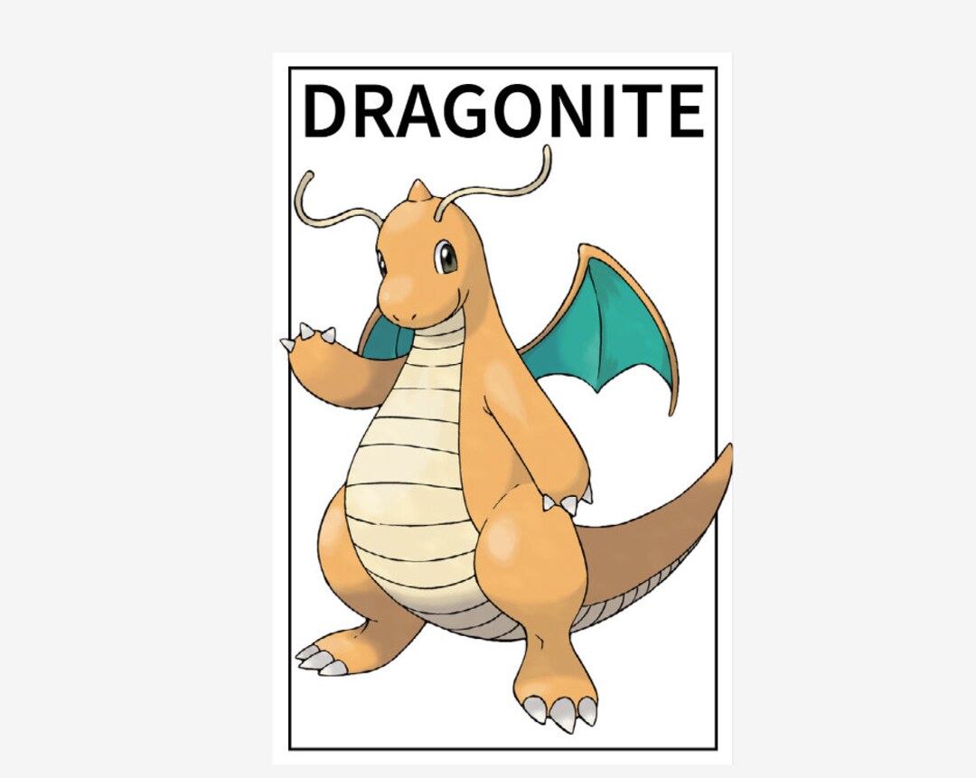 Dragonite Poster, Dragonite Wall Art - Etsy