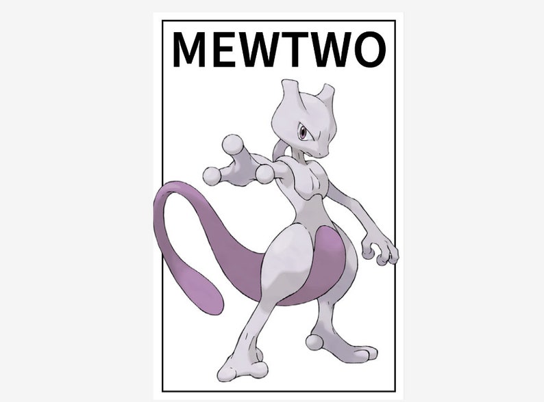 Mewtwo Poster, Mewtwo Wall Art - Etsy