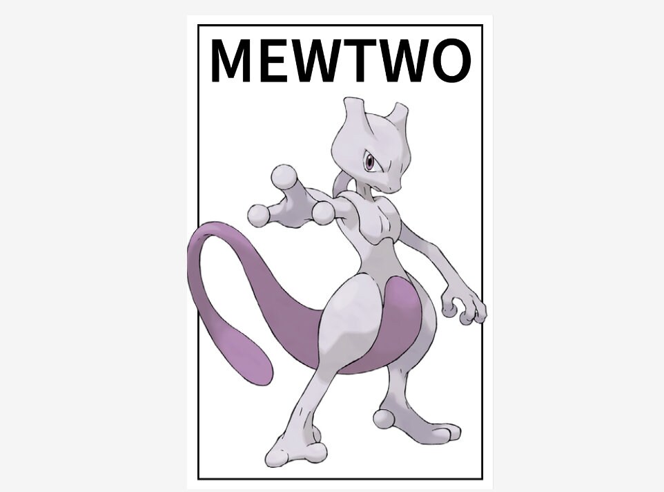 Mewtwo Poster, Mewtwo Wall Art - Etsy
