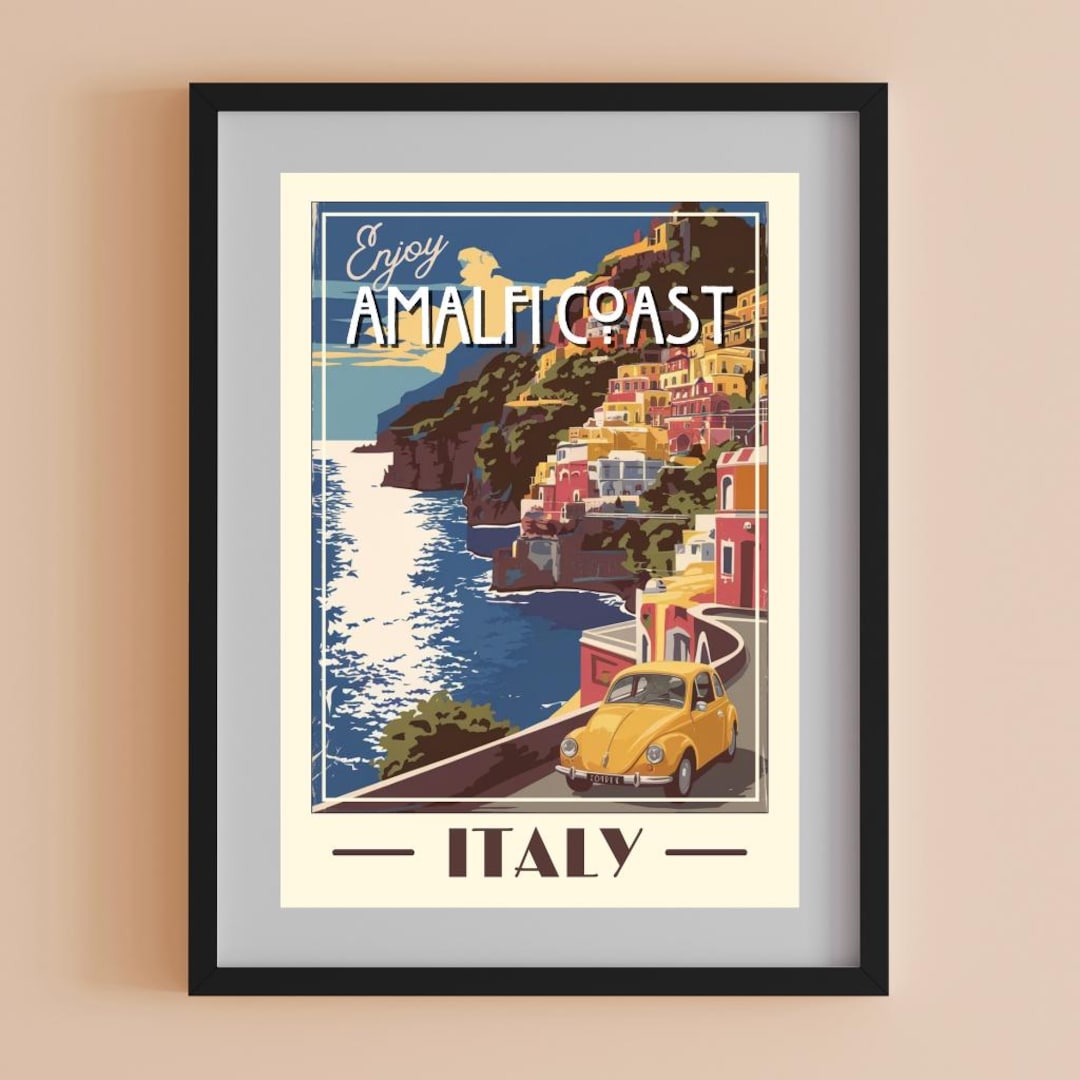 Amalfi Coast Vintage Travel Poster | Travel Poster | Vacation Art Print | Vintage Poster ...