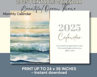 2025 Year Calendar Printable, Yearly Wall Calendar, Desk Calendar ...