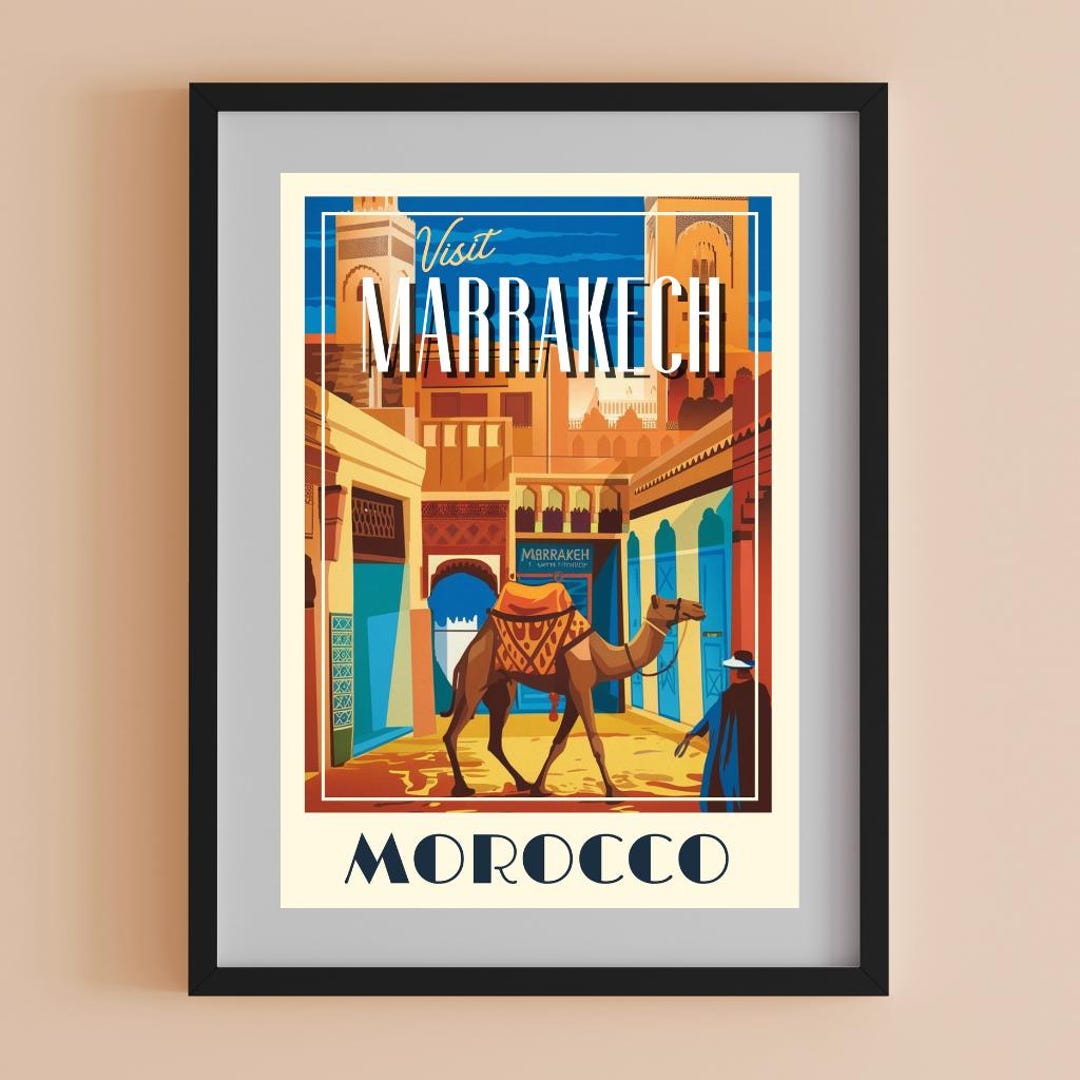 Marrakech Vintage Travel Poster | Travel Poster | Vacation Art Print ...