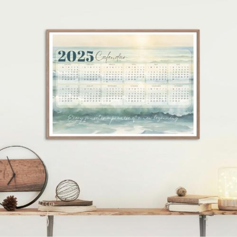 2025 Year Calendar Printable, Yearly Wall Calendar, Desk Calendar ...