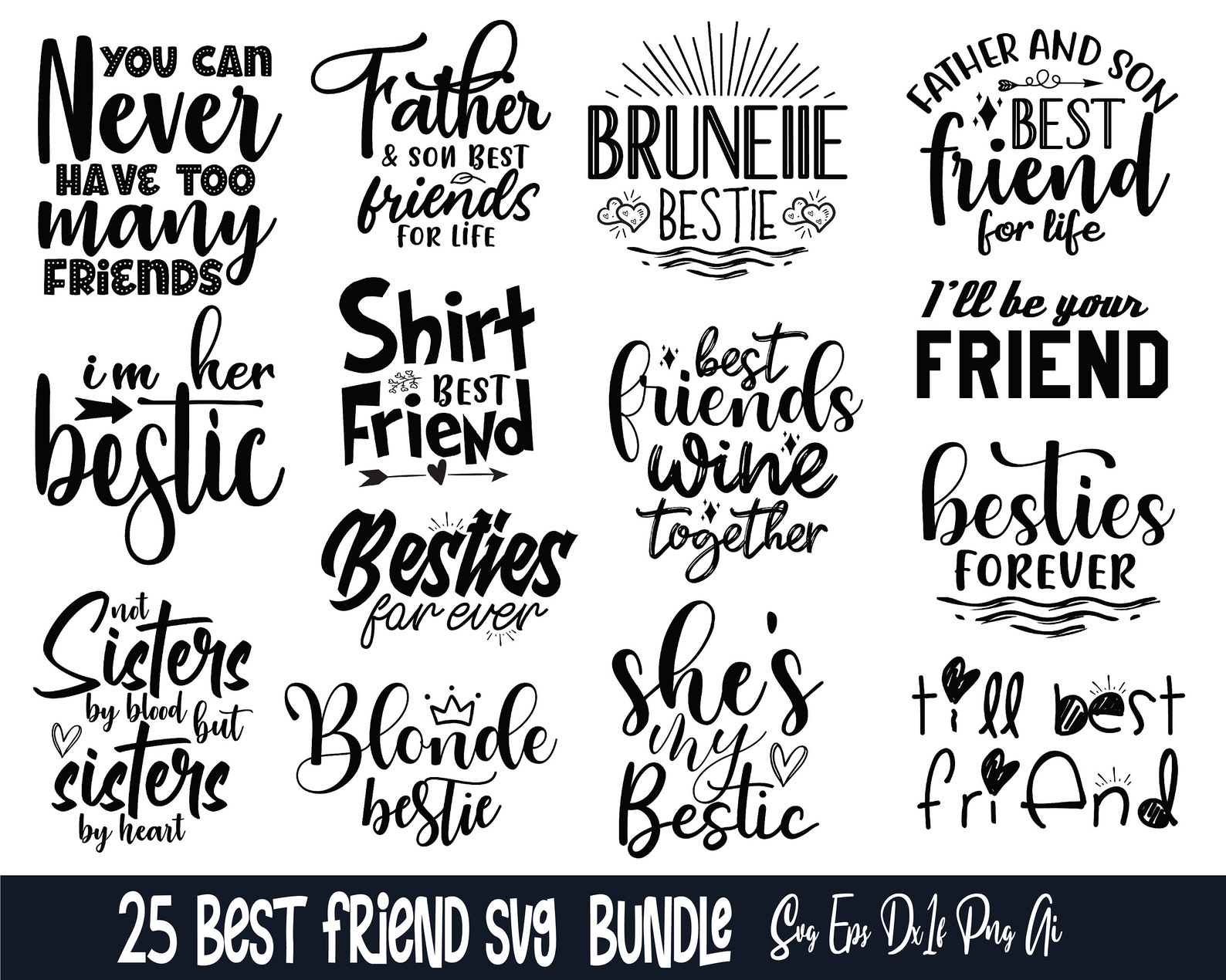 Best Friend SVG Bundle Friend Cut File Bundle Best Friend - Etsy