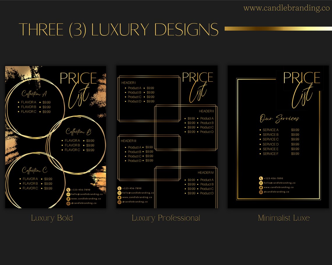 Editable Price List Template | Luxury Price List Template | Price Guide ...