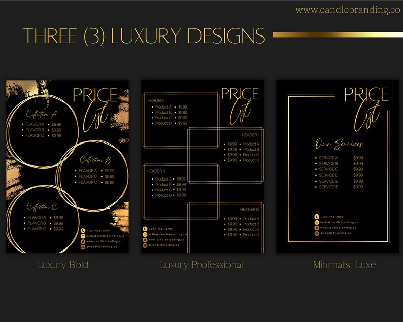 Editable Price List Template | Luxury Price List Template | Price Guide ...