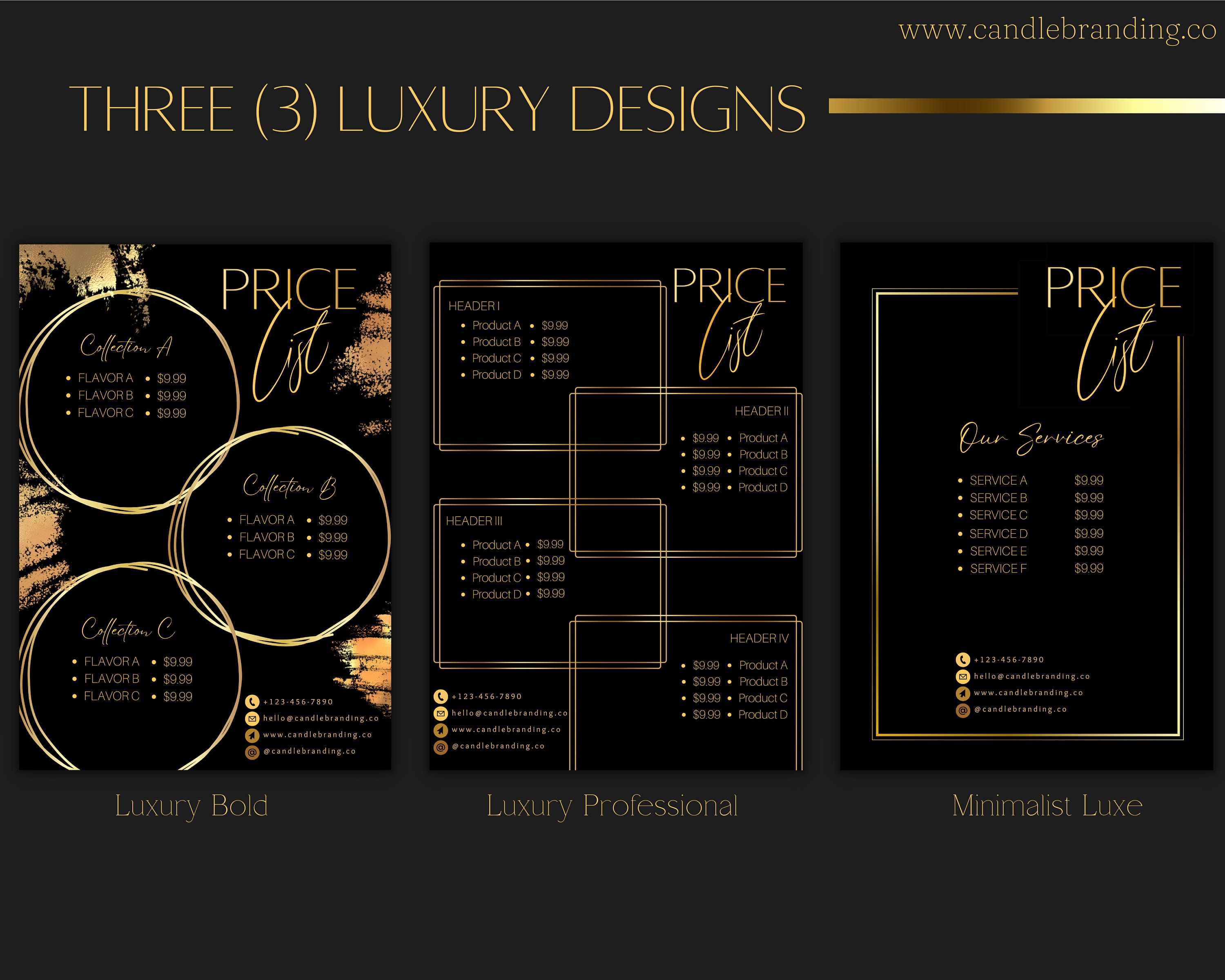 Editable Price List Template | Luxury Price List Template | Price Guide ...