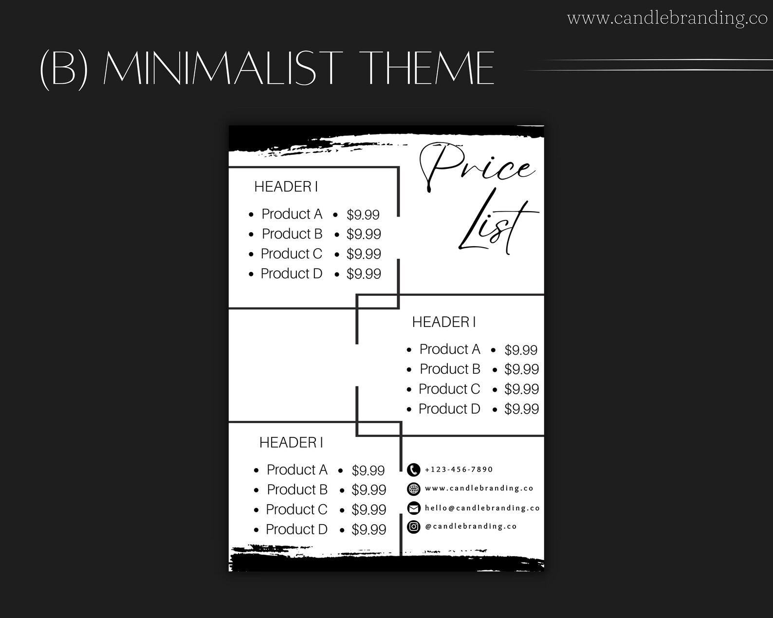 Minimalist Price List Price Stand Price Template Pricing - Etsy
