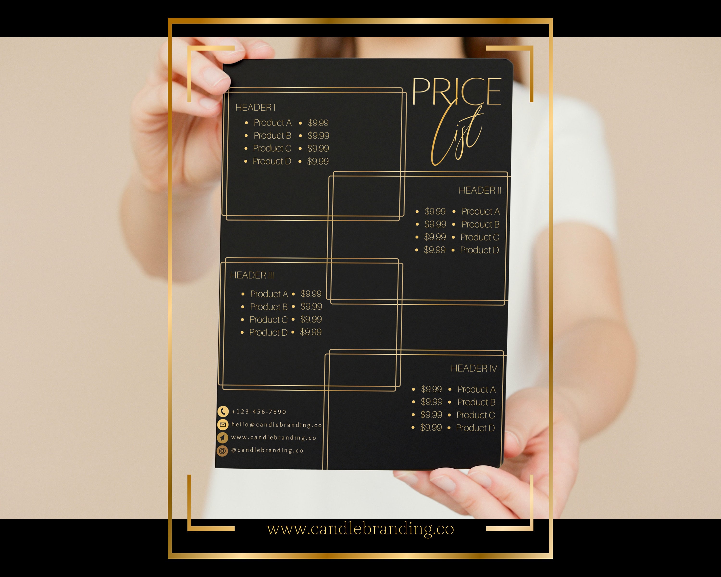 Luxury Price List Minimalist Template | Editable Price Sign ...