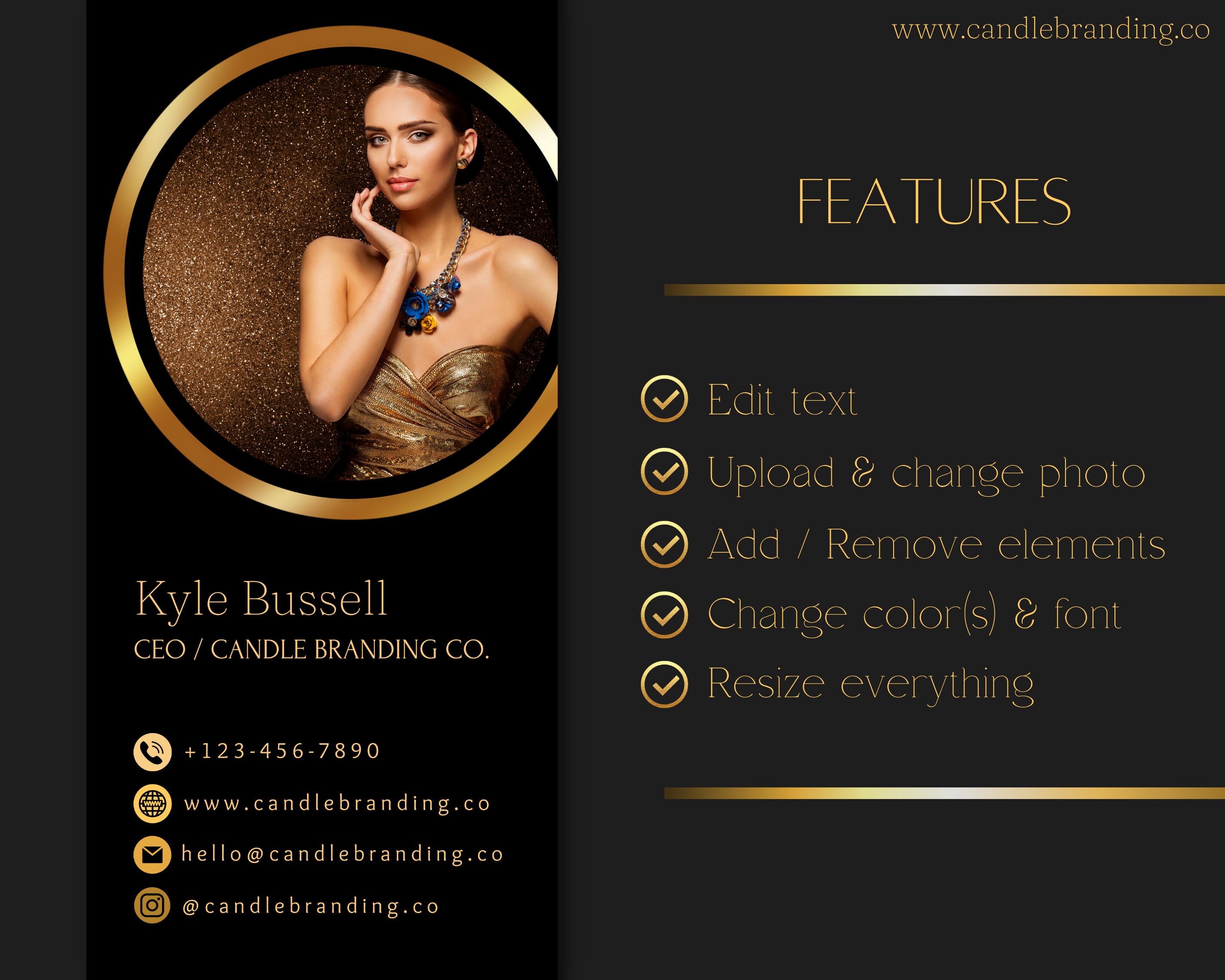 Luxury Digital Business Card Template | Editable Digital Business Card ...