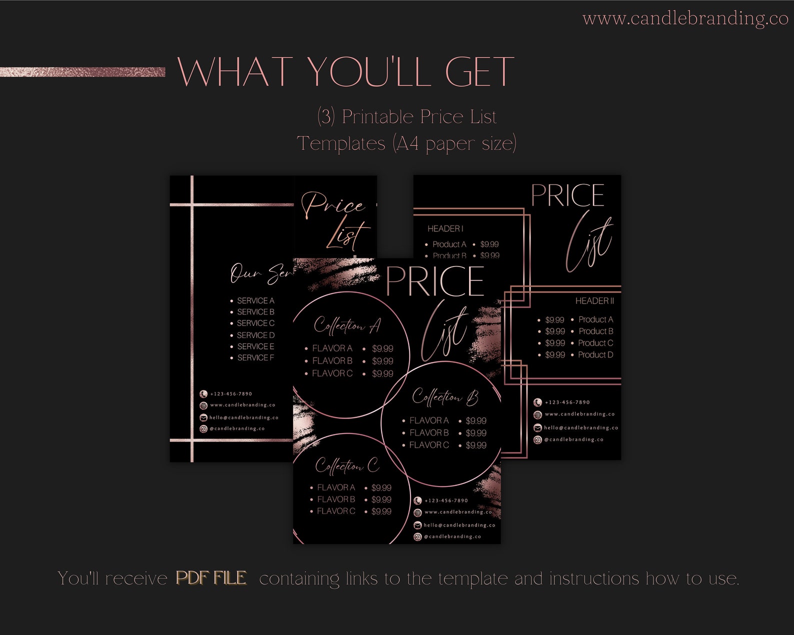 Candle Label Business Bundle Rose Gold Luxury Templates | Candle ...