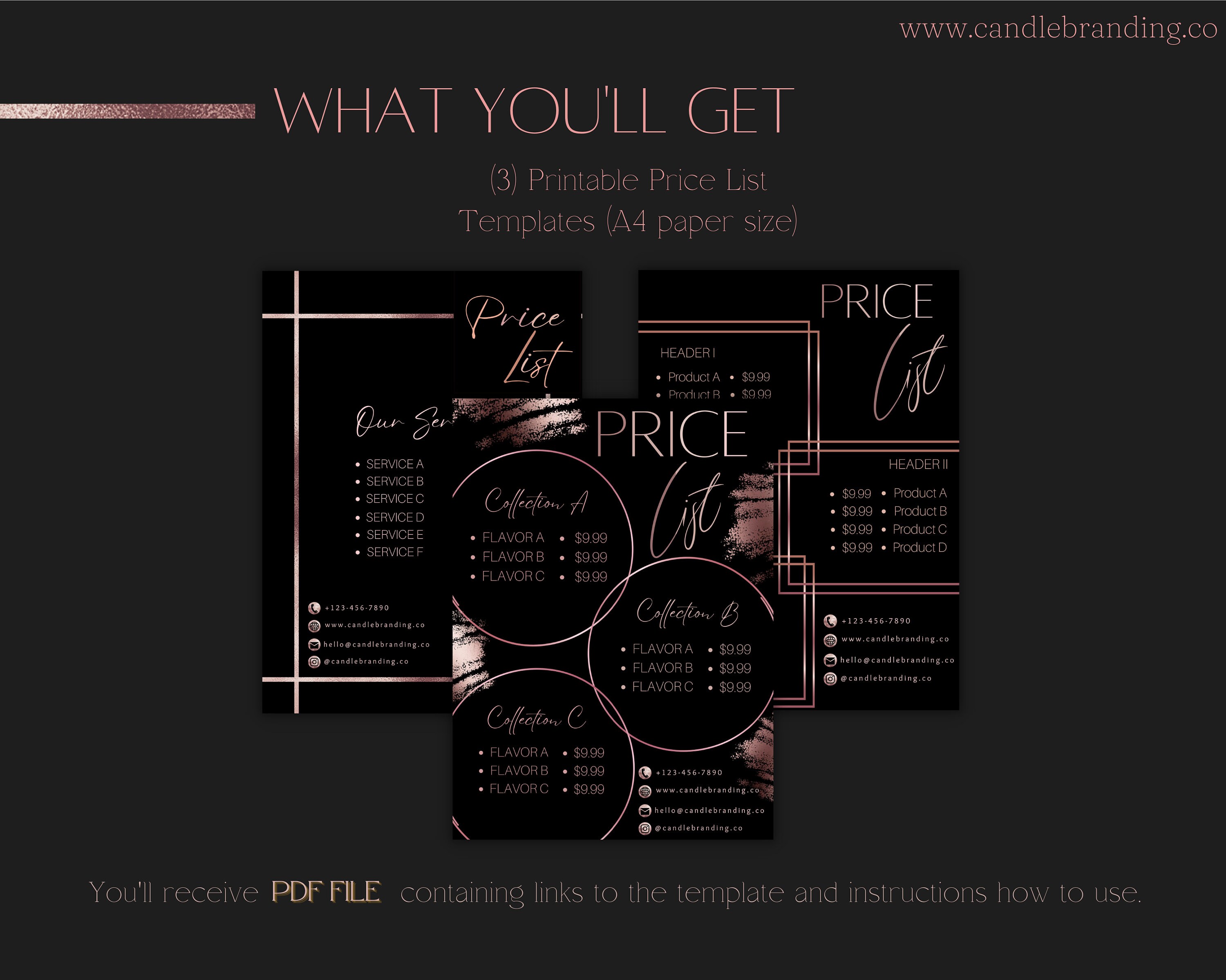Candle Label Business Bundle Rose Gold Luxury Templates | Candle ...
