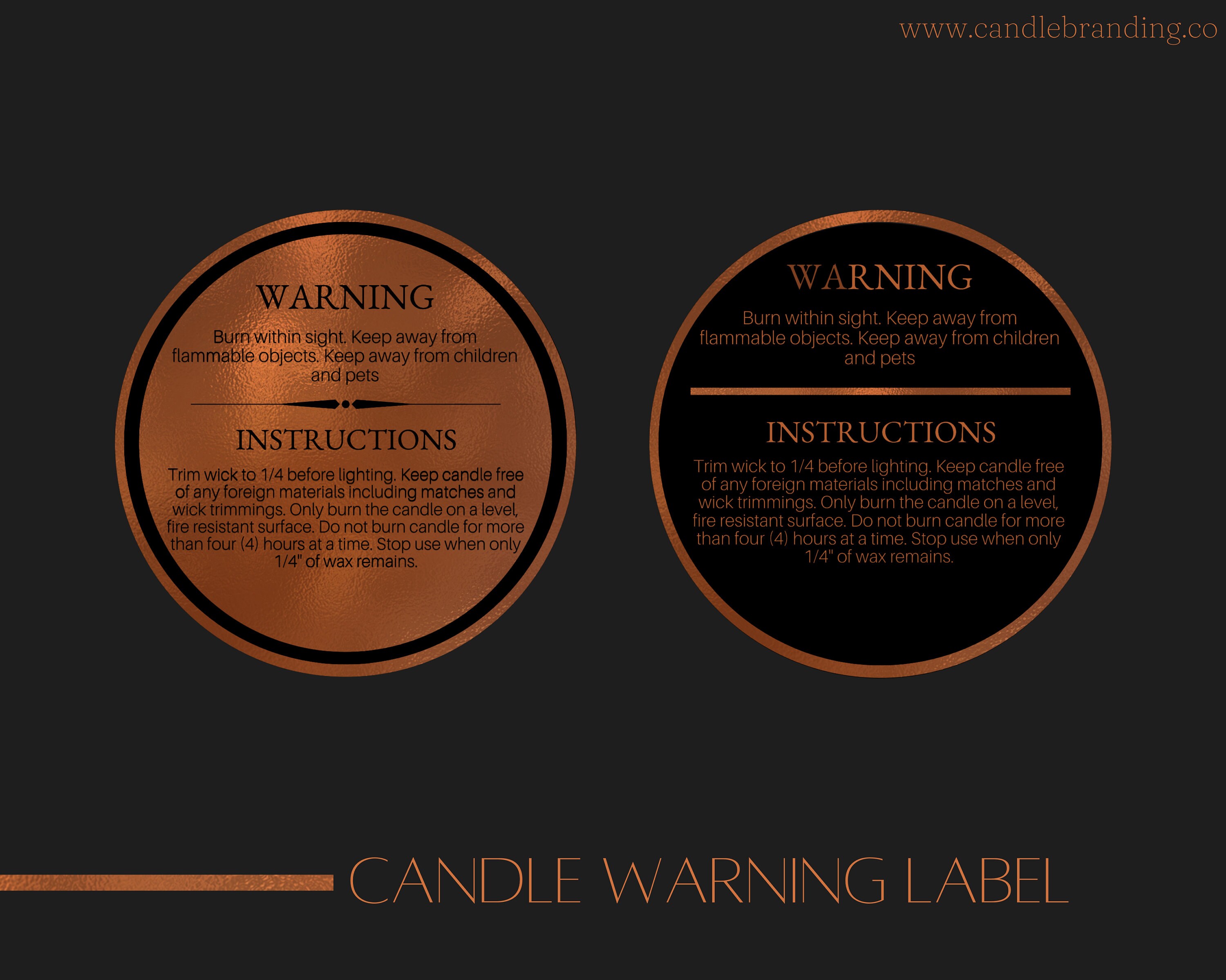 Copper Candle Label Template | Candle Warning | Candle Label Sticker ...