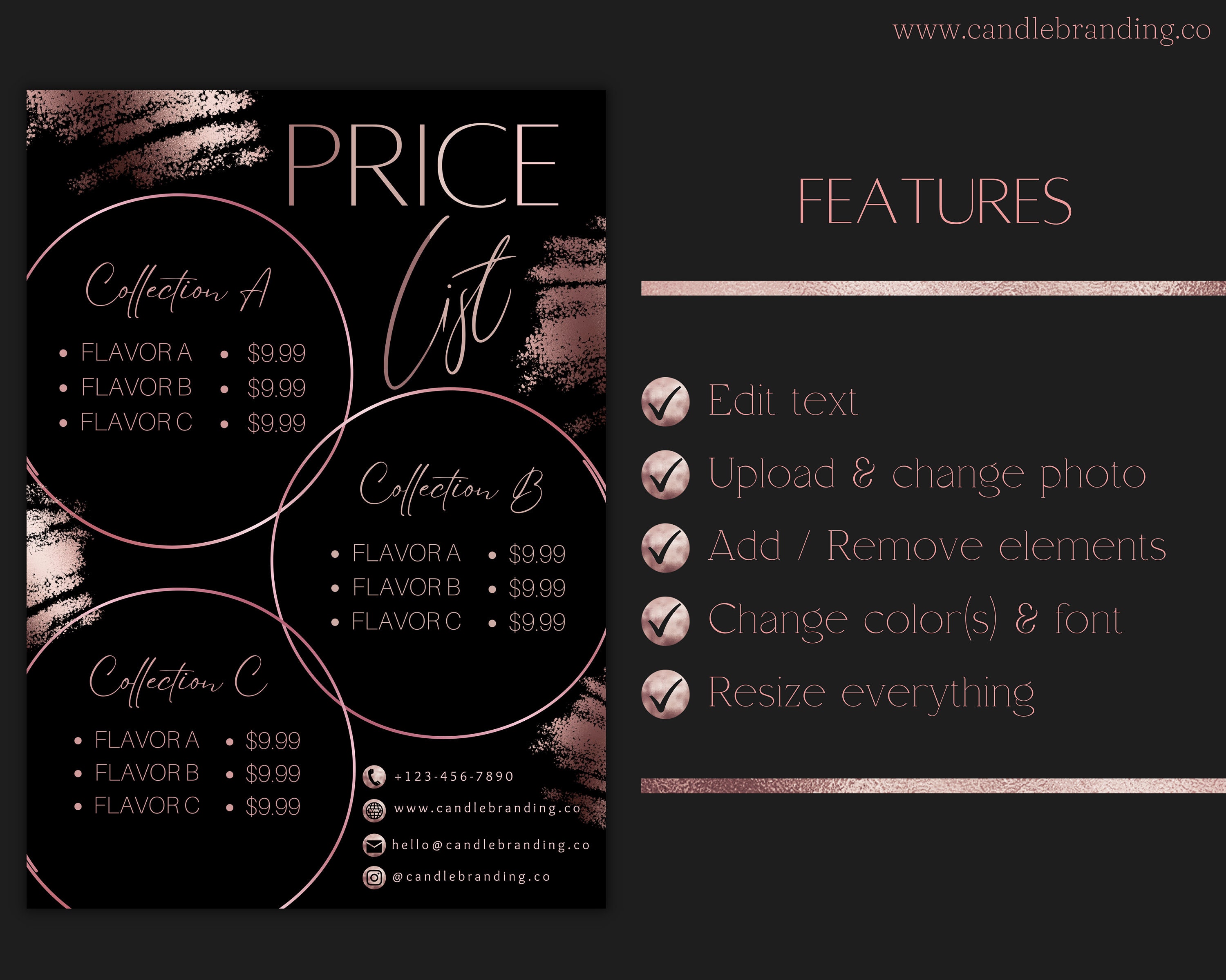 Rose Gold Price List | Price List Template | Price List Flyer | Price ...