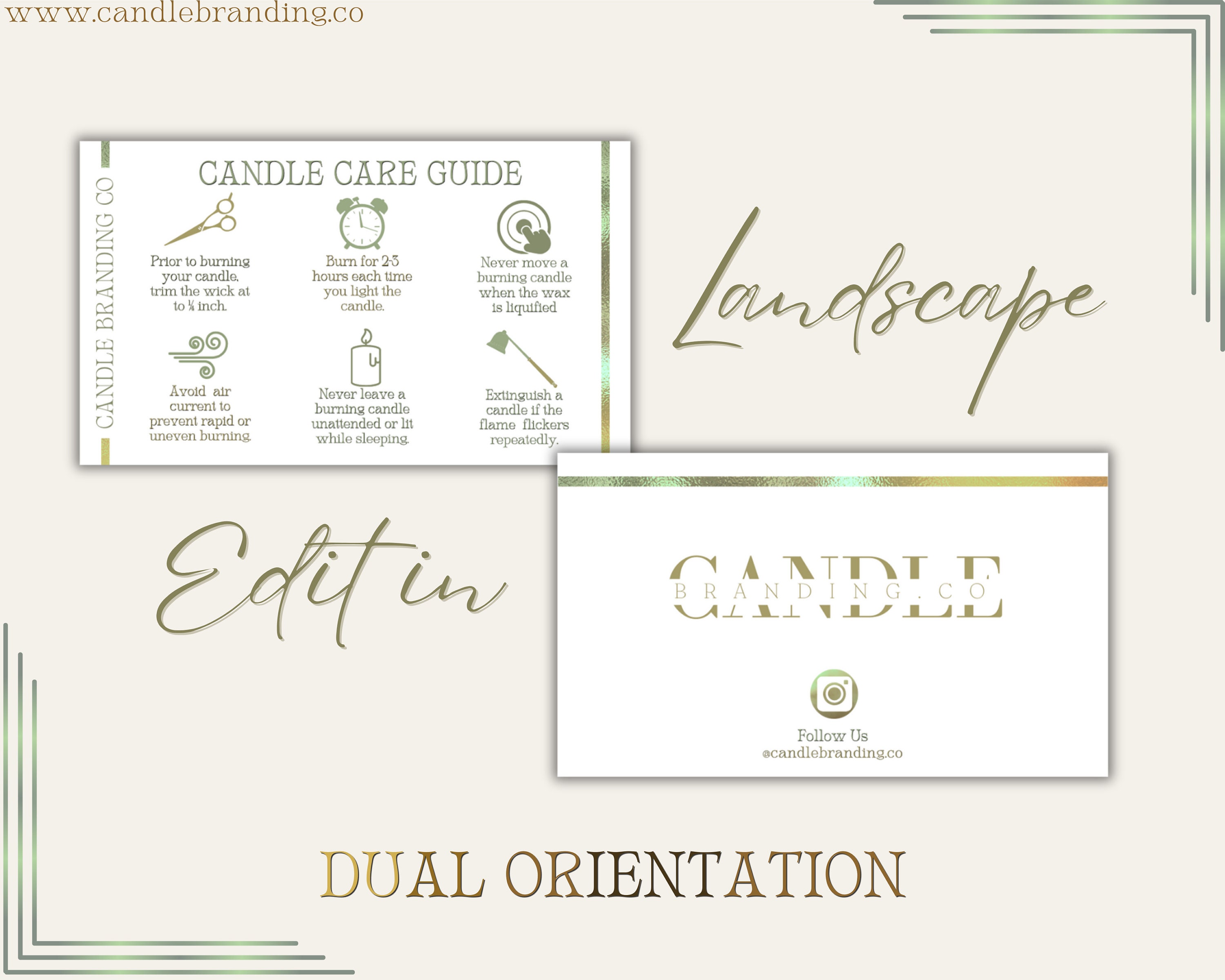 Editable Candle Care Card, Printable Candle Care Card, Candle Guide ...
