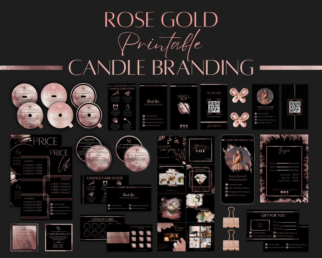 Candle Label Business Bundle Rose Gold Luxury Templates | Candle ...