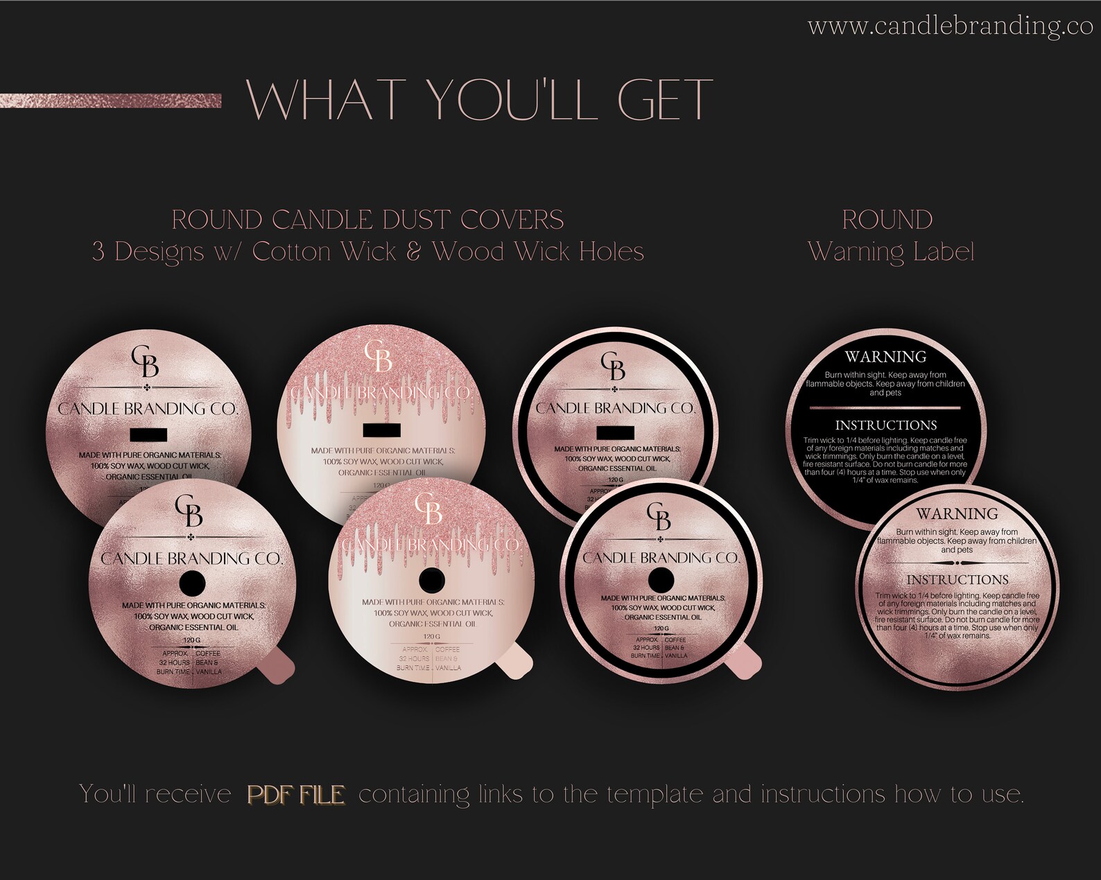 Candle Label Business Bundle Rose Gold Luxury Templates | Candle ...