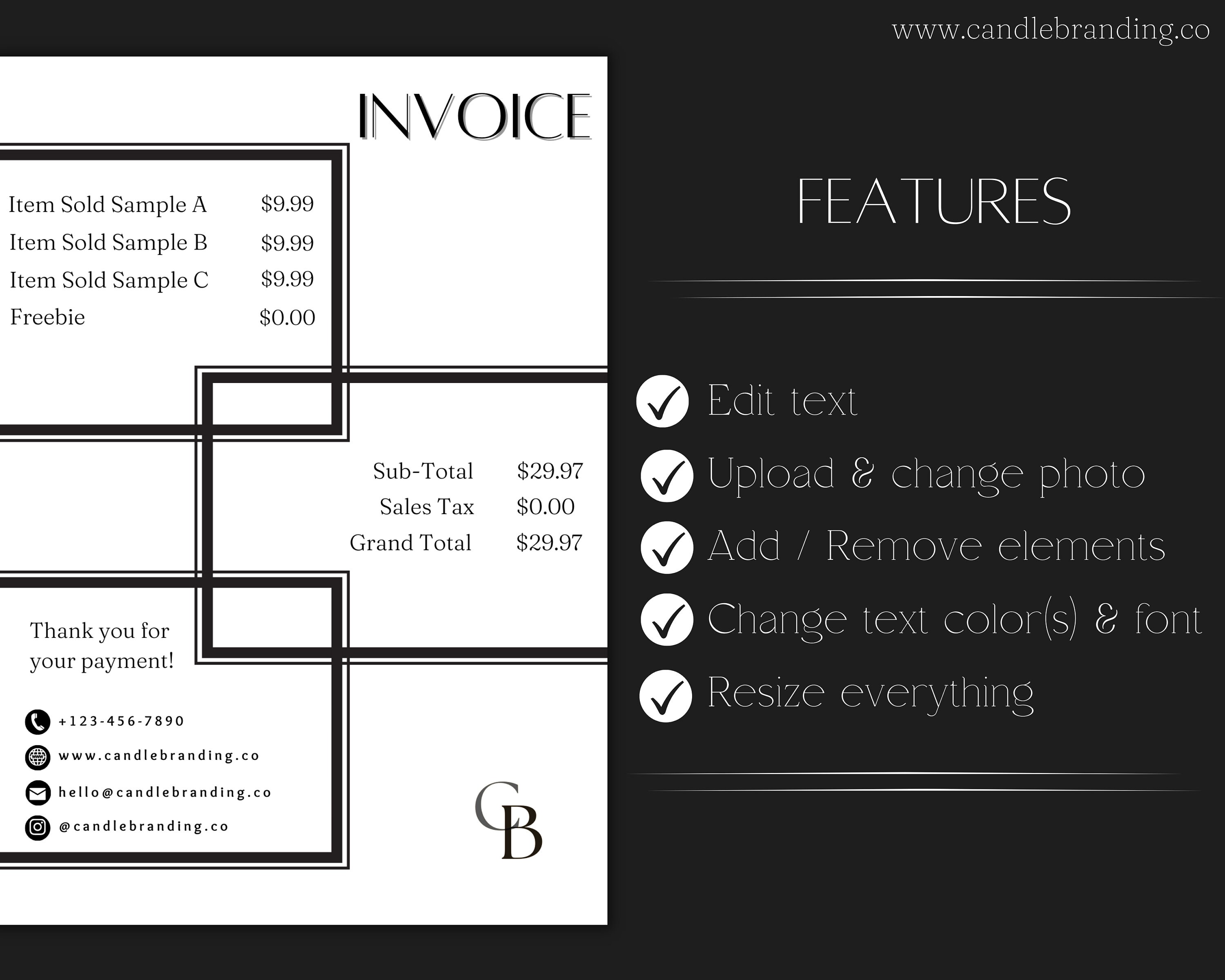 Minimalist Invoice Form Template, Invoice Template, Candle Invoice ...