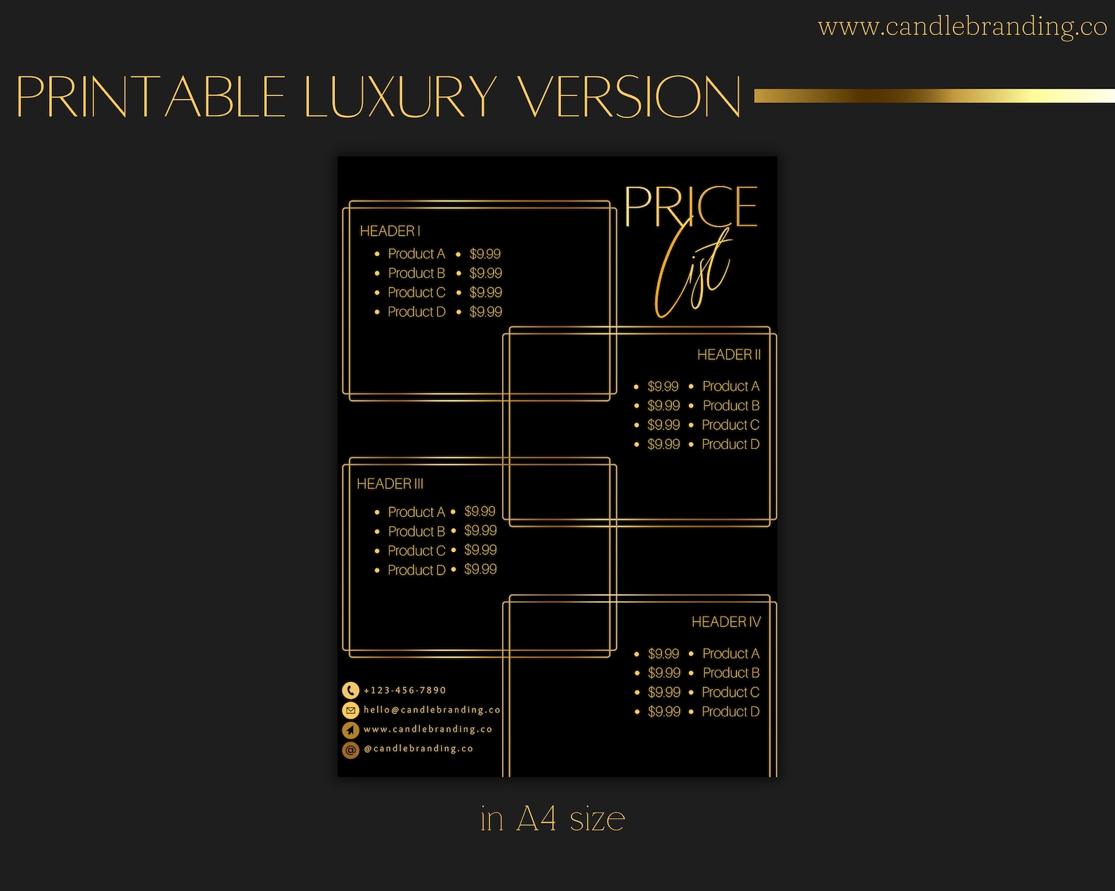 Luxury Price List Minimalist Template | Editable Price Sign ...