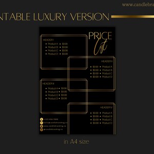 Luxury Price List Minimalist Template | Editable Price Sign ...
