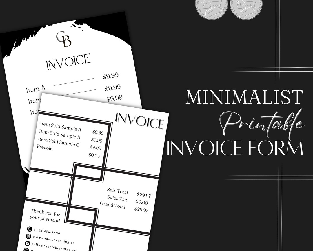 Minimalist Invoice Form Template, Invoice Template, Candle Invoice ...