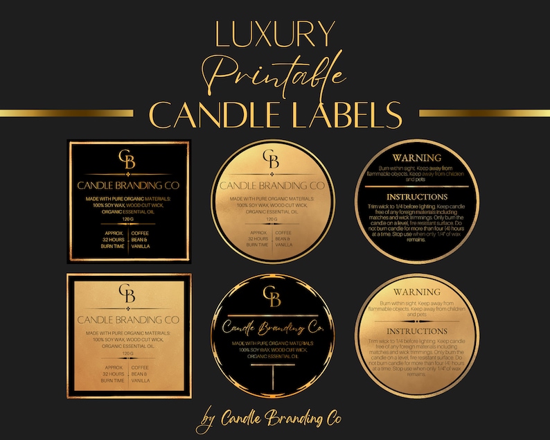 Luxury Candle Label Template | Candle Warning Labels | Candle Label ...