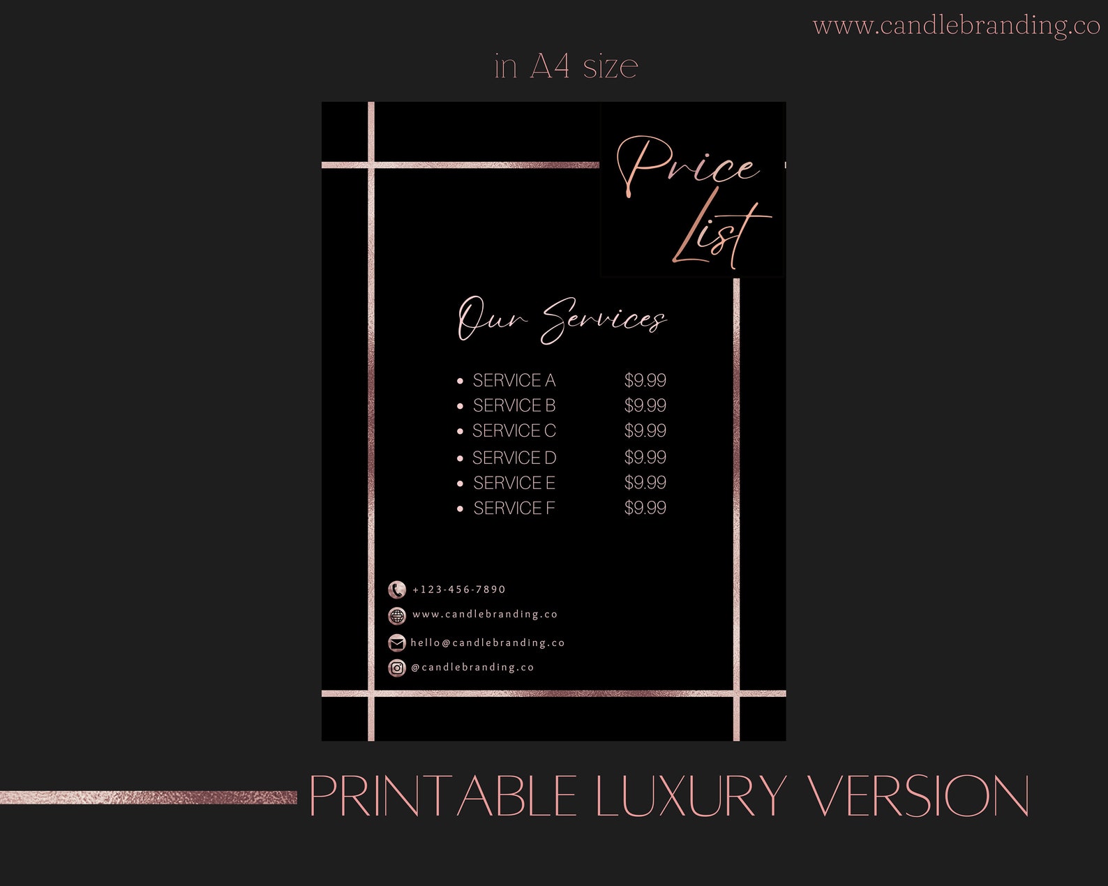 Rose Gold Price List | Price List Template | Price List Flyer | Price ...